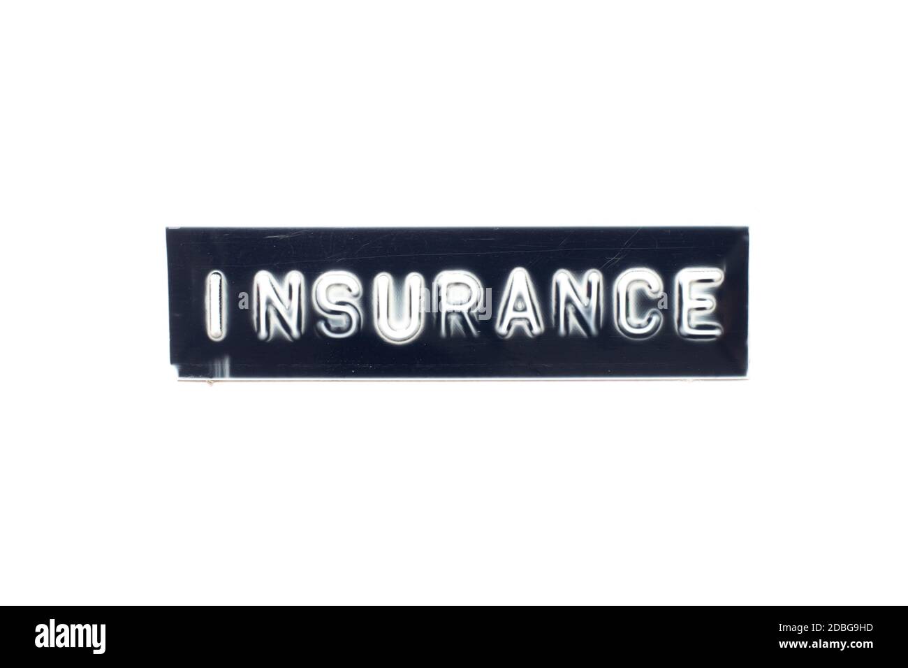 Embossed letter in word insurance on black banner with white background ...