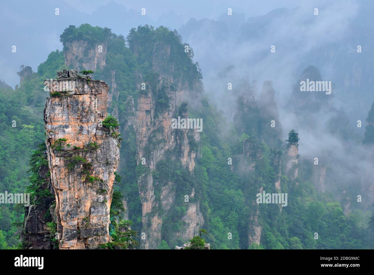 Famous tourist attraction of China - Zhangjiajie stone pillars cliff ...