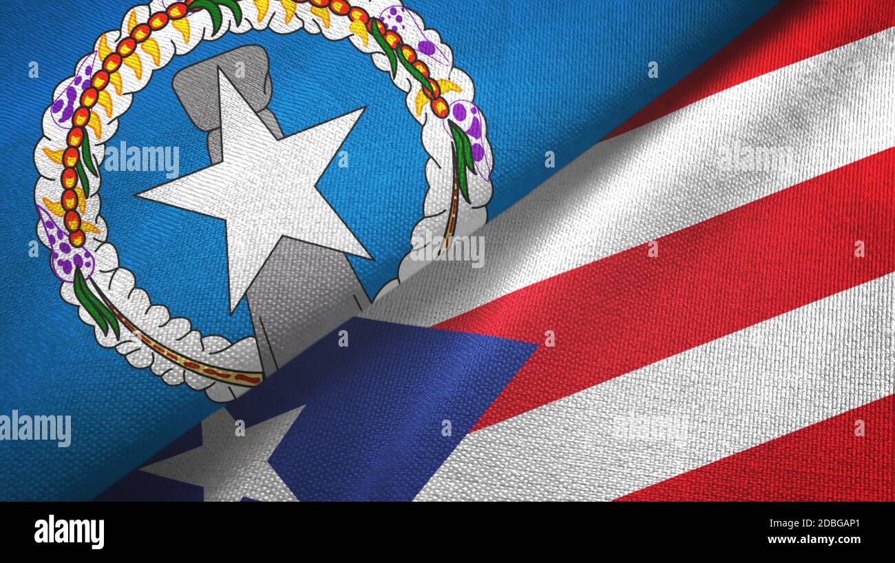 Northern Mariana Islands and Puerto Rico two flags textile cloth ...