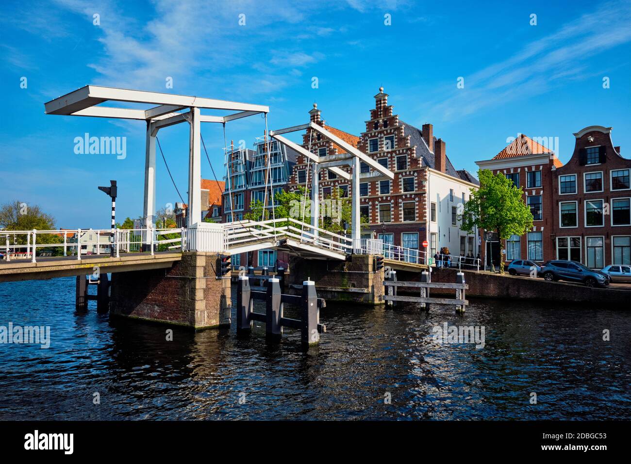 Gravestenenbrug bridge on Spaarne river in Haarlem, Netherlands Stock ...