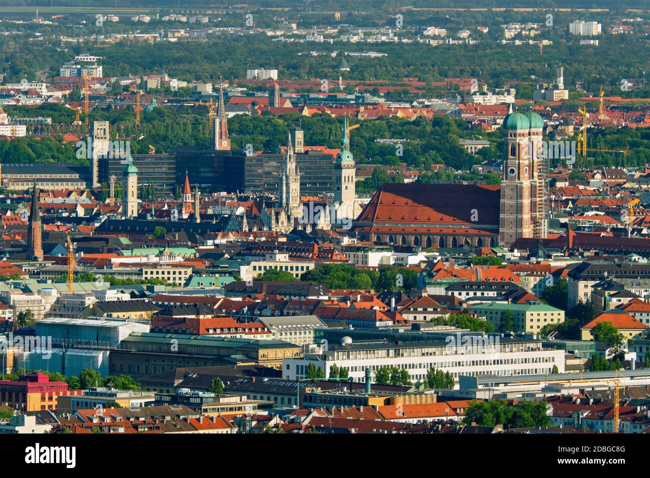 Aerial view of Munich center from Olympiaturm (Olympic Tower). Munich ...
