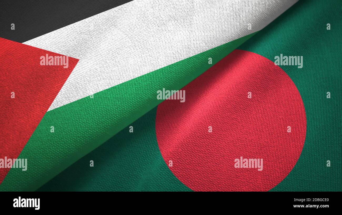 Palestine and Bangladesh two flags textile cloth, fabric texture Stock ...