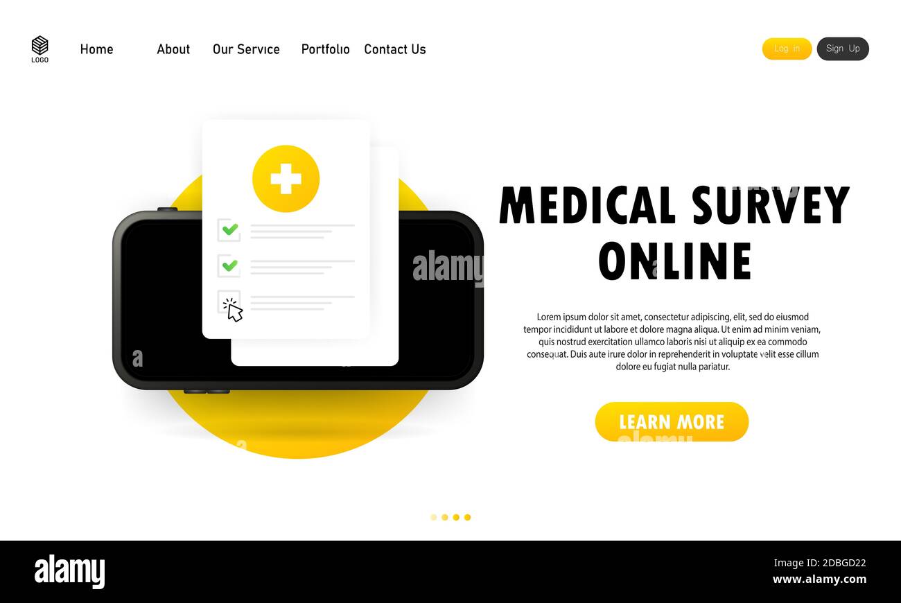 Medical survey online illustration. Medical form list with results data ...