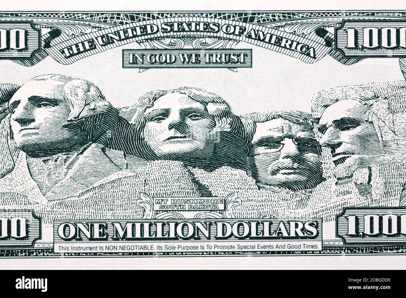 Mount Rushmore with sculptures of American presidents from money Stock ...