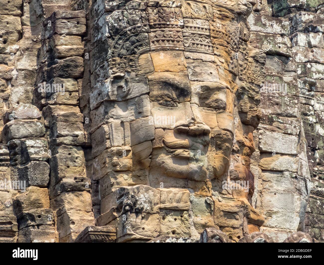 One of many stone faces of Angkor Thom - Siem Reap, Cambodia Stock ...