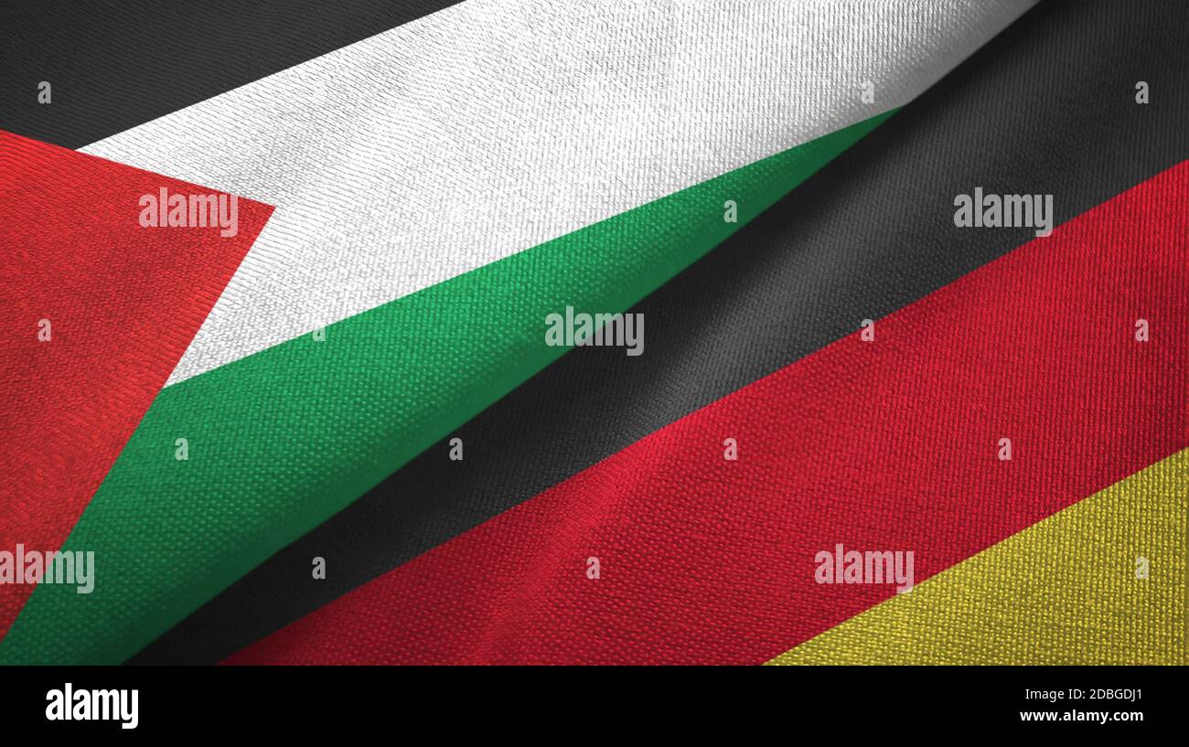 Palestine and Germany two flags textile cloth, fabric texture Stock ...