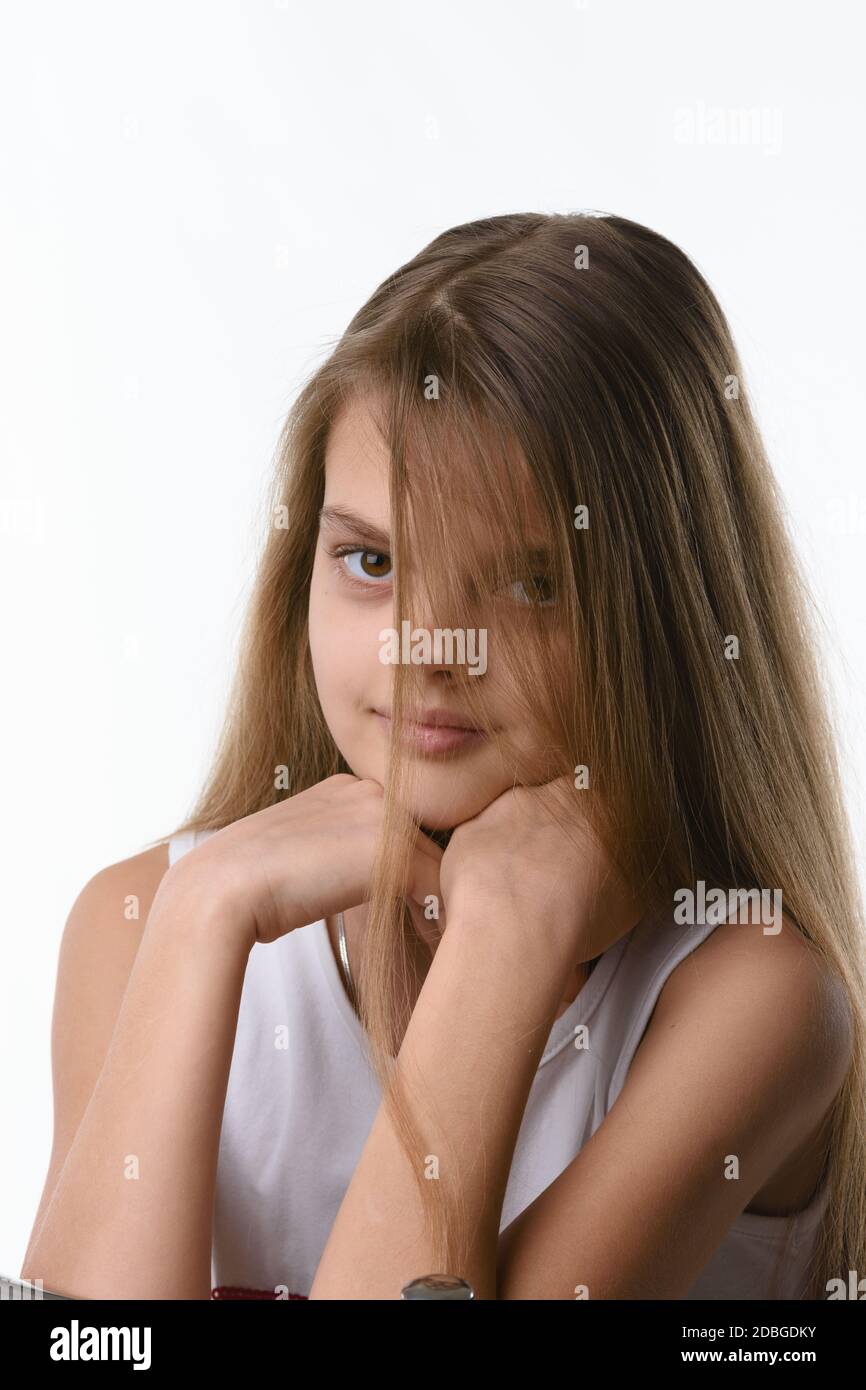 Hair covering part of the face hi-res stock photography and images - Alamy