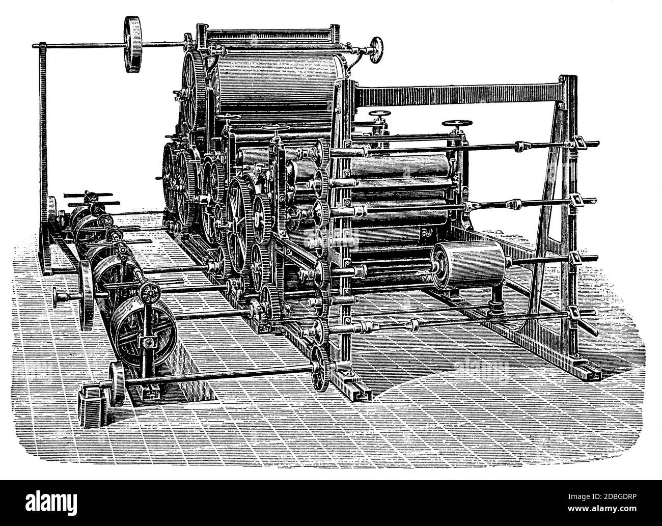 Equipment for the paper industry (dryer). Illustration of the 19th ...