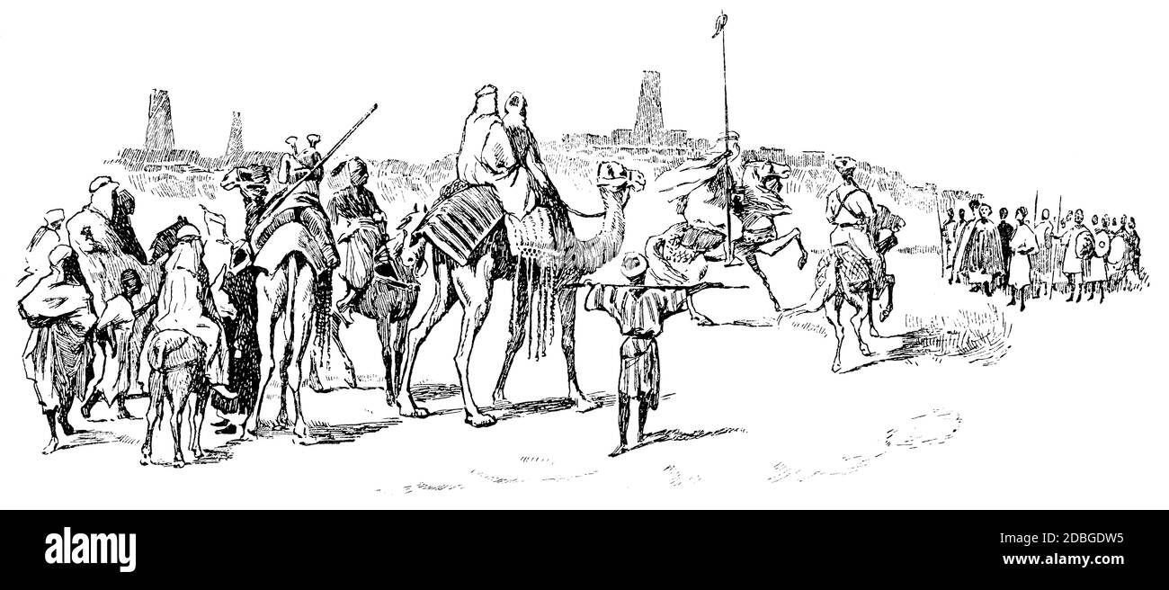 Heinrich Barth approaching Timbuktu on September 7th 1853. Illustration ...
