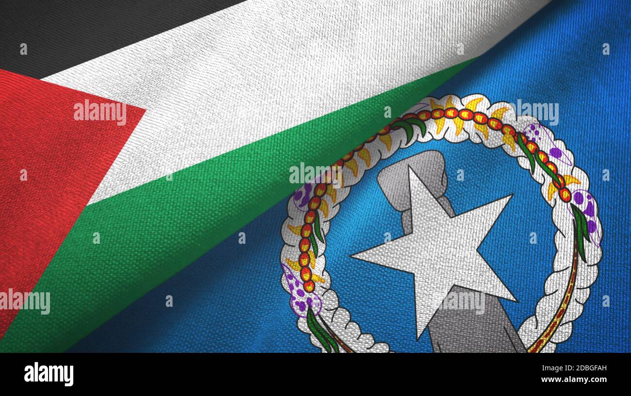 Palestine and Northern Mariana Islands two flags textile cloth, fabric ...