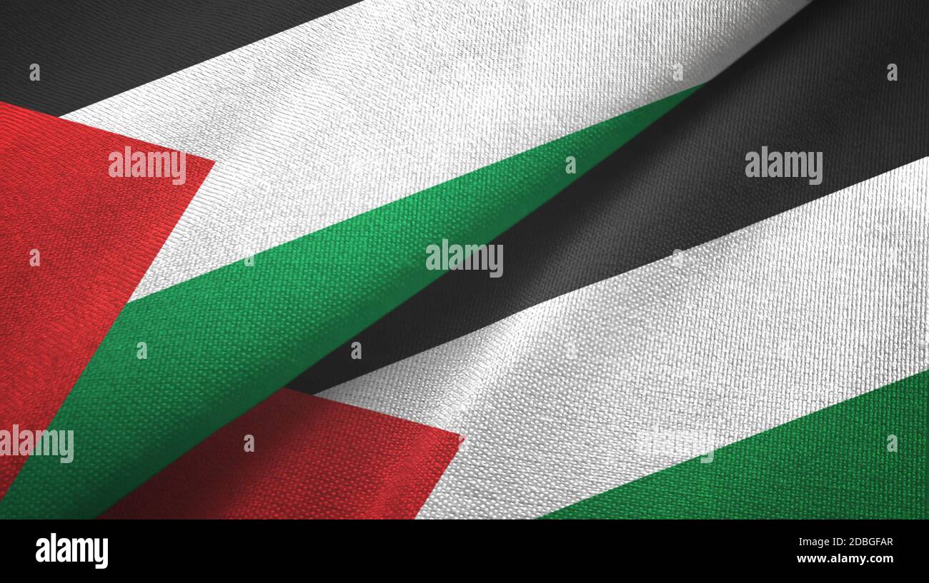 Palestine two flags textile cloth, fabric texture Stock Photo - Alamy