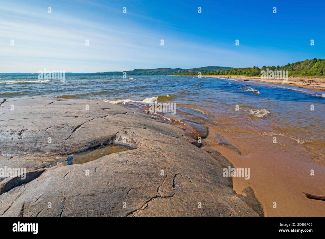 Polished Rocks and Sand on a Remote Shore of Lake Superior in Neys ...