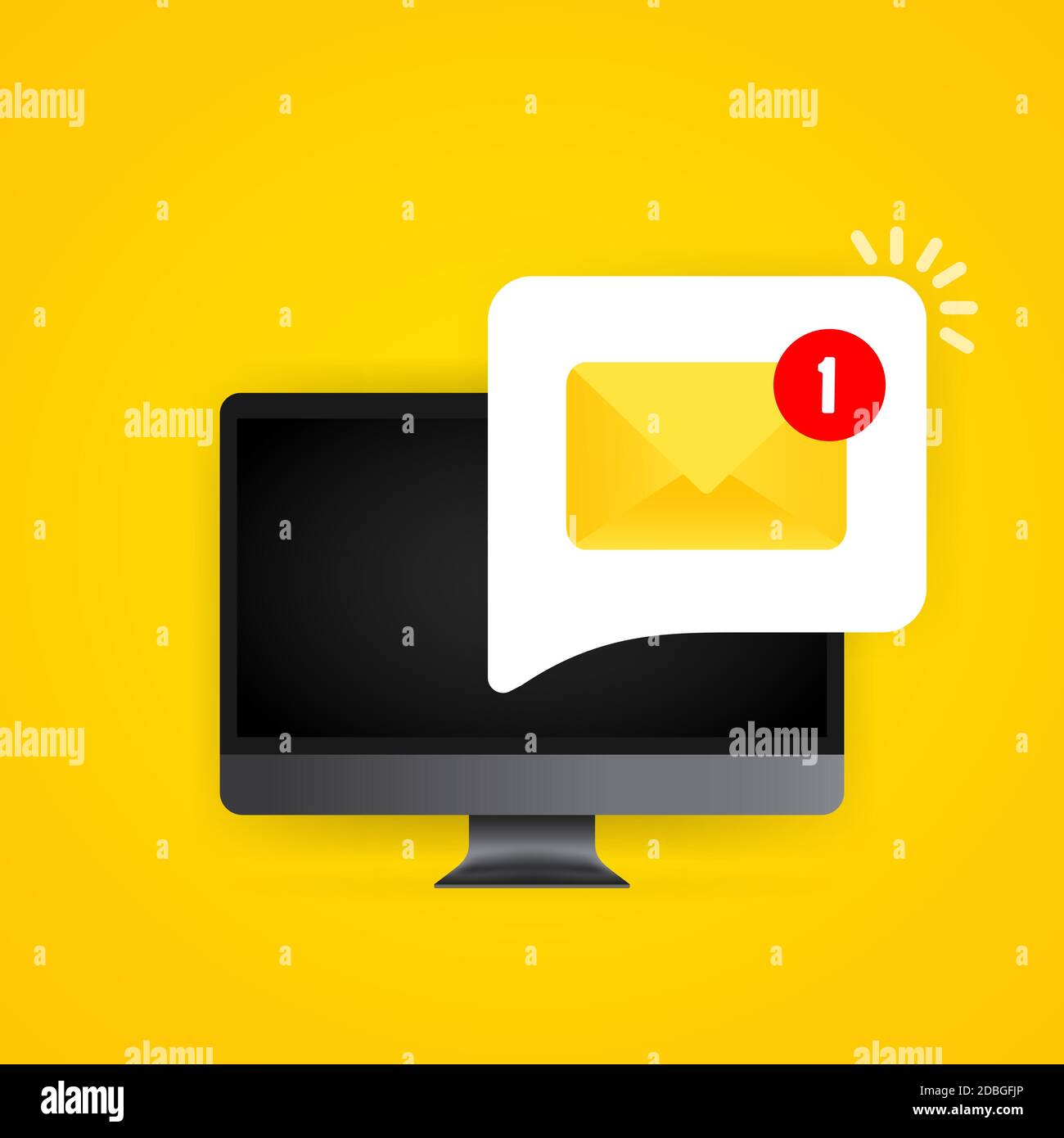 New incoming messages with notification computer screen illustration ...