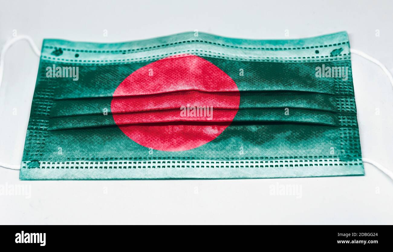 surgical mask with the national flag of Bangladesh printed. Pandemic ...