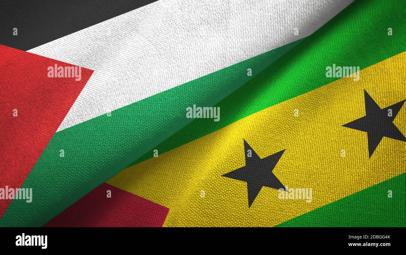 Palestine And Sao Tome And Principe Two Flags Textile Cloth Fabric