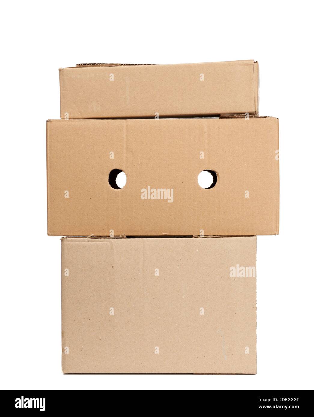 stack of closed cardboard brown paper boxes isolated on white ...