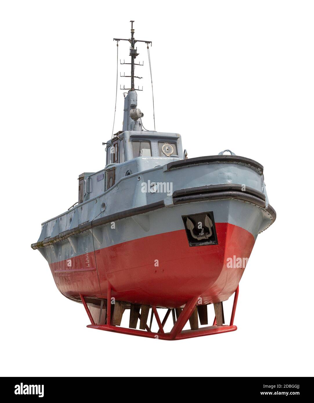 angle shot of a historic tugboat seen in Northern Germany isolated in ...