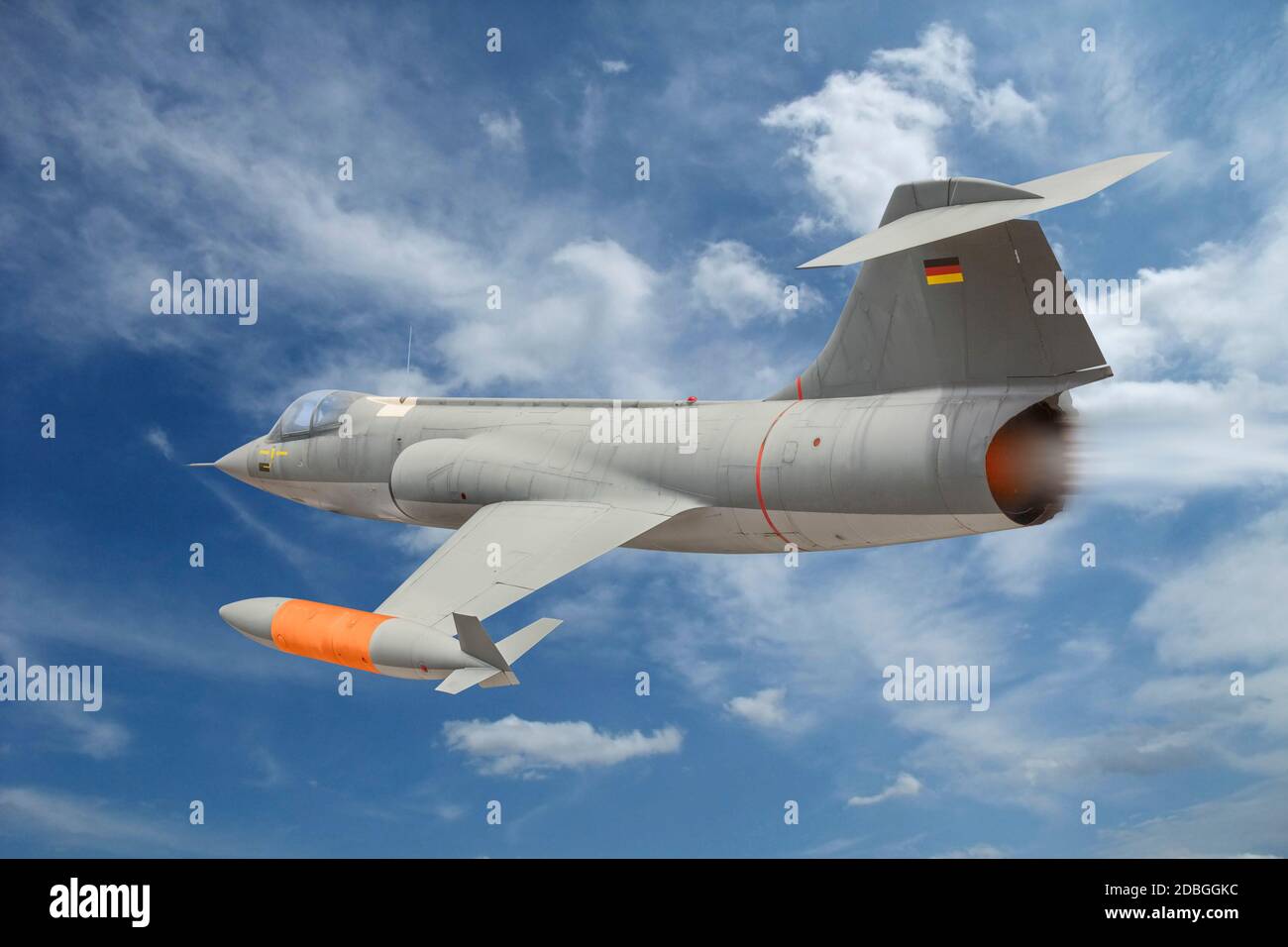 a Starfighter F-104 in front of slightly clouded sky Stock Photo - Alamy