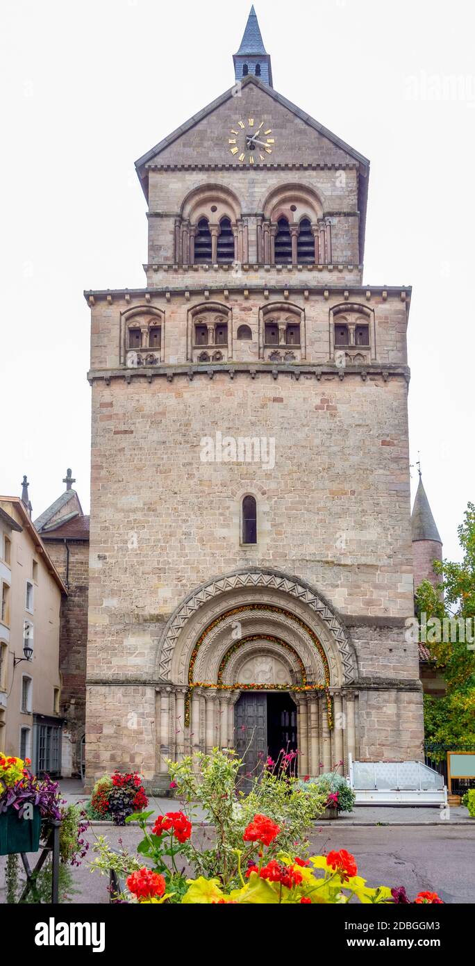 scenery around Saint-Maurices Basilica in Epinal, the capital city of ...