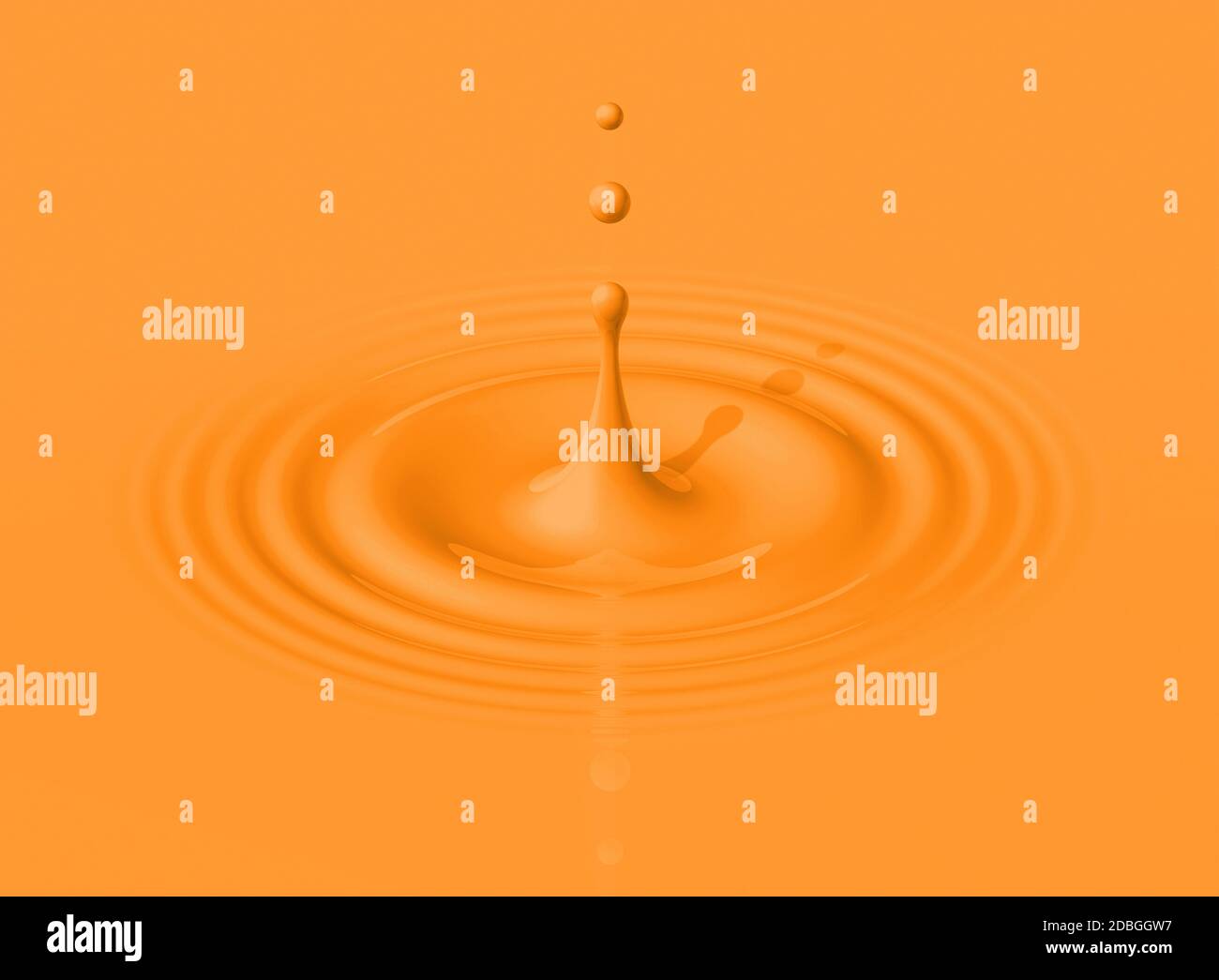 Drop of orange milkshake splashing and making ripple. 3D illustration ...