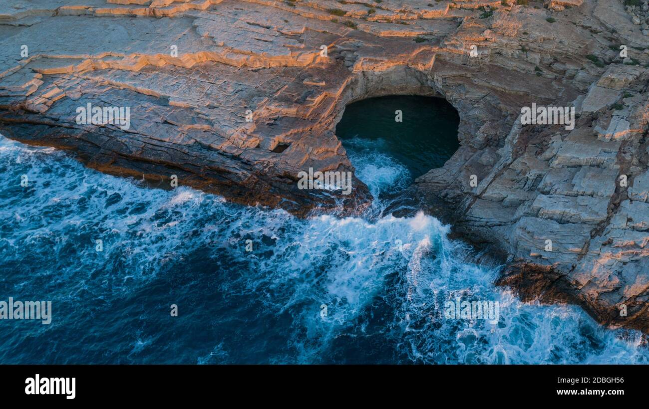 Giola, natural sea water pool located on Thassos island, Greece Stock ...