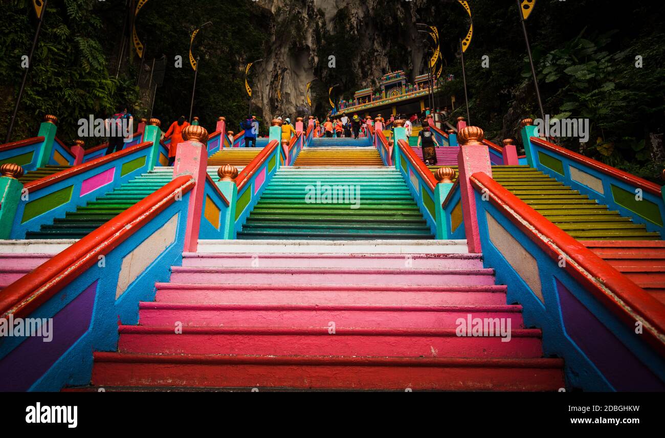 Colourful stairs at Batu Caves Temple, Malaysia Stock Photo - Alamy