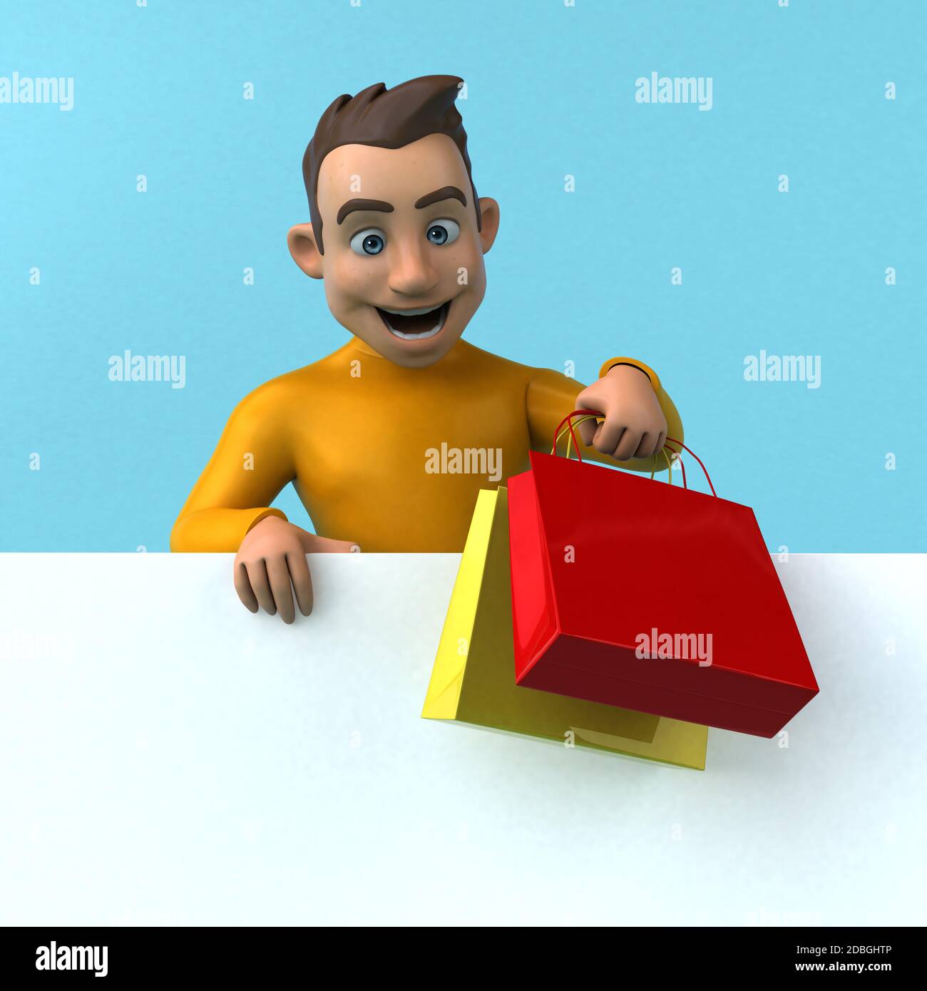 Fun 3D cartoon yellow character Stock Photo - Alamy