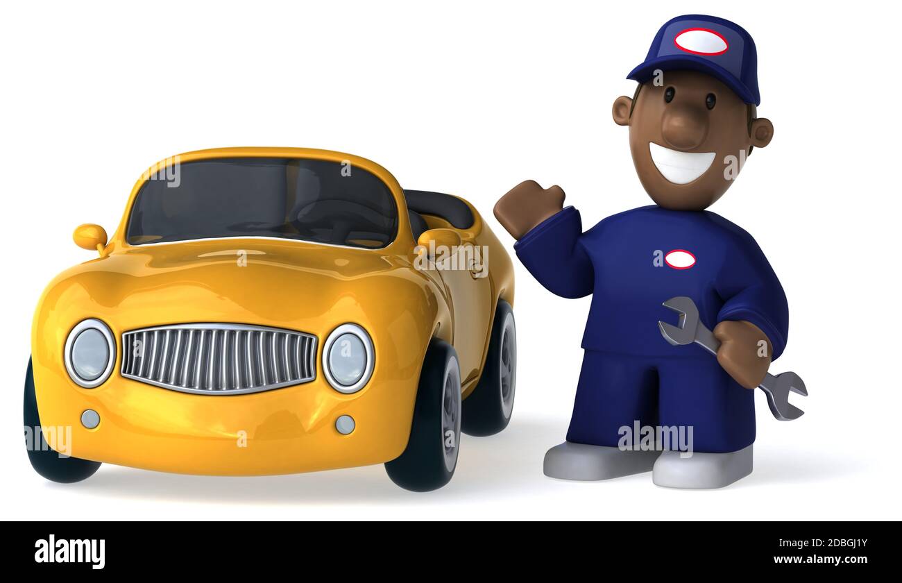 Fun mechanic - 3D Illustration Stock Photo - Alamy