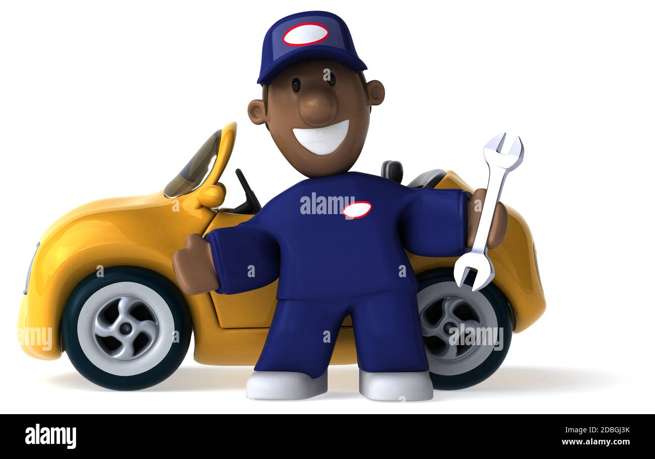 Fun mechanic - 3D Illustration Stock Photo - Alamy