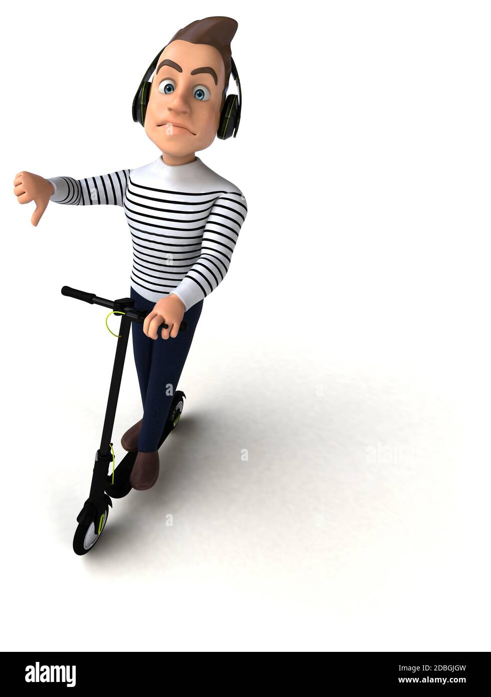 Fun cartoon character on an electric scooter Stock Photo - Alamy