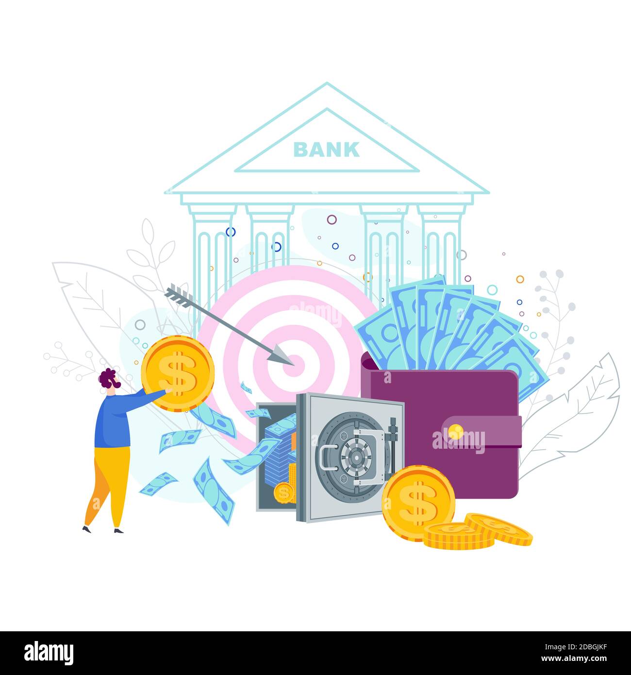 Banking banner. A man invests money. Flat vector illustration Stock ...