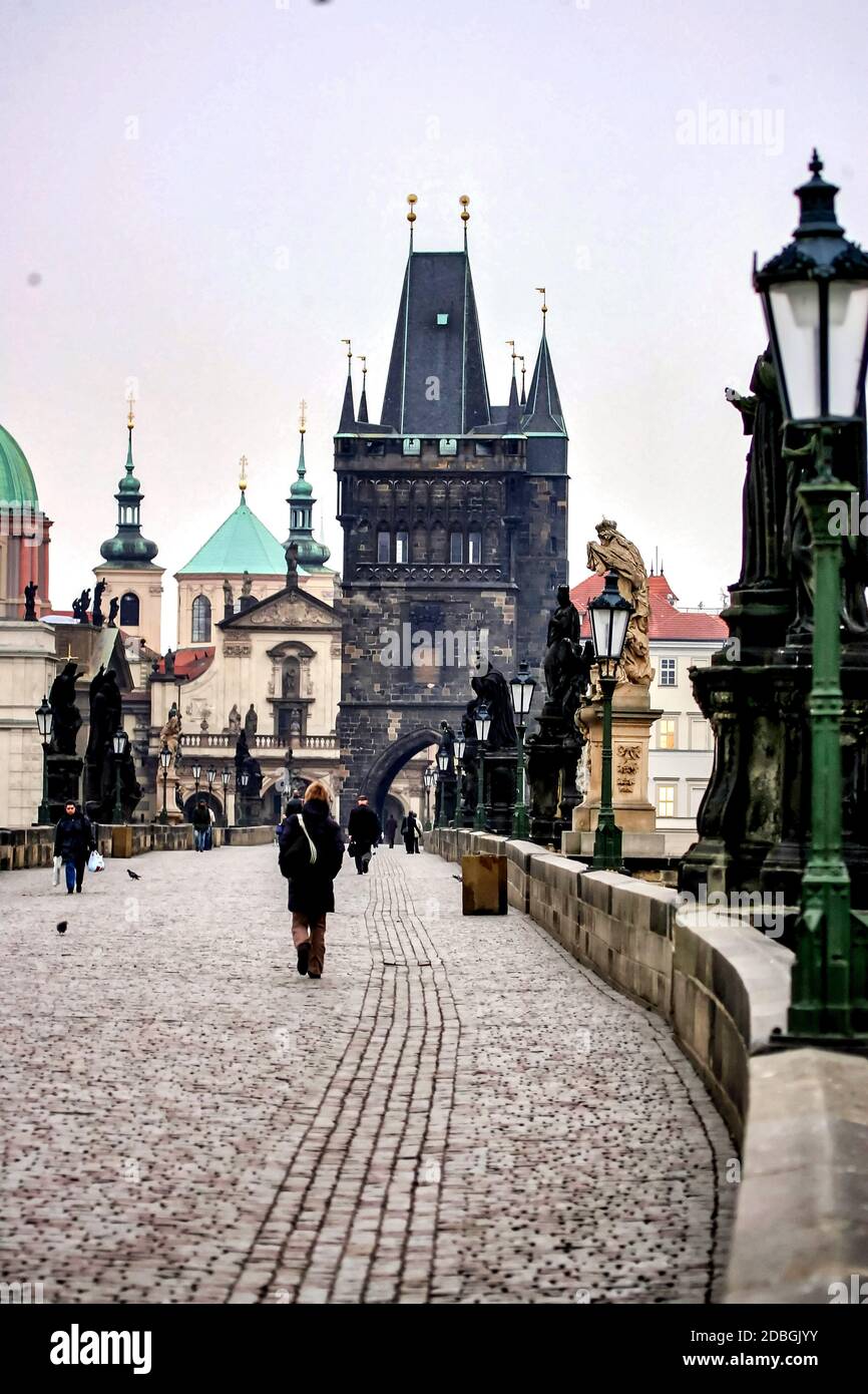 Prague bridge strolling hi-res stock photography and images - Alamy