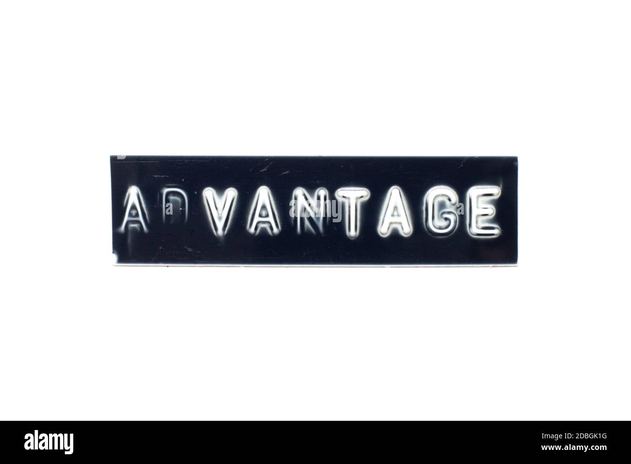 Embossed letter in word advantage on black banner with white background ...