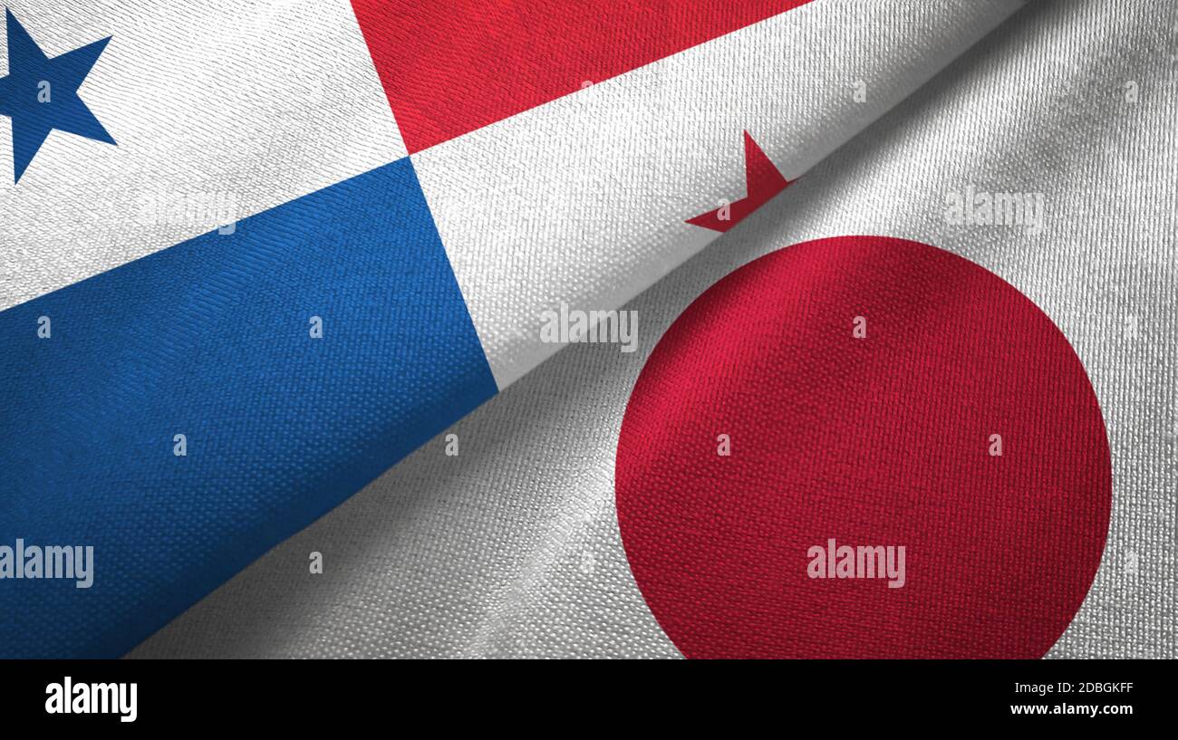 Panama and Japan two flags textile cloth, fabric texture Stock Photo ...