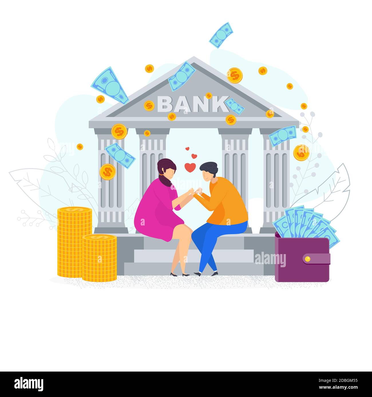 Family budget. Banking. Flat cartoon vector illustration Stock Vector ...