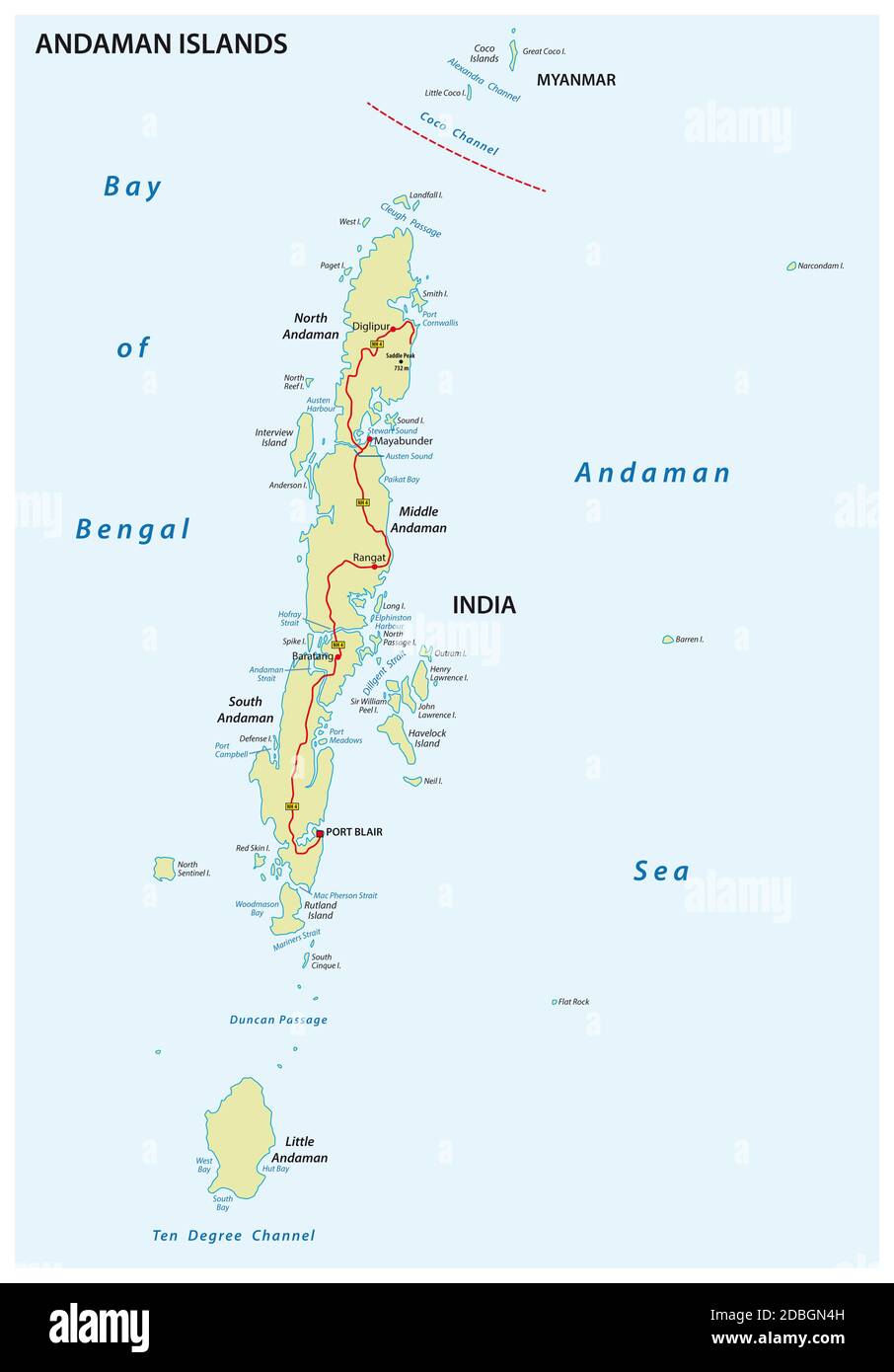 vector map of the Indian archipelago of the Andaman Islands Stock Photo ...