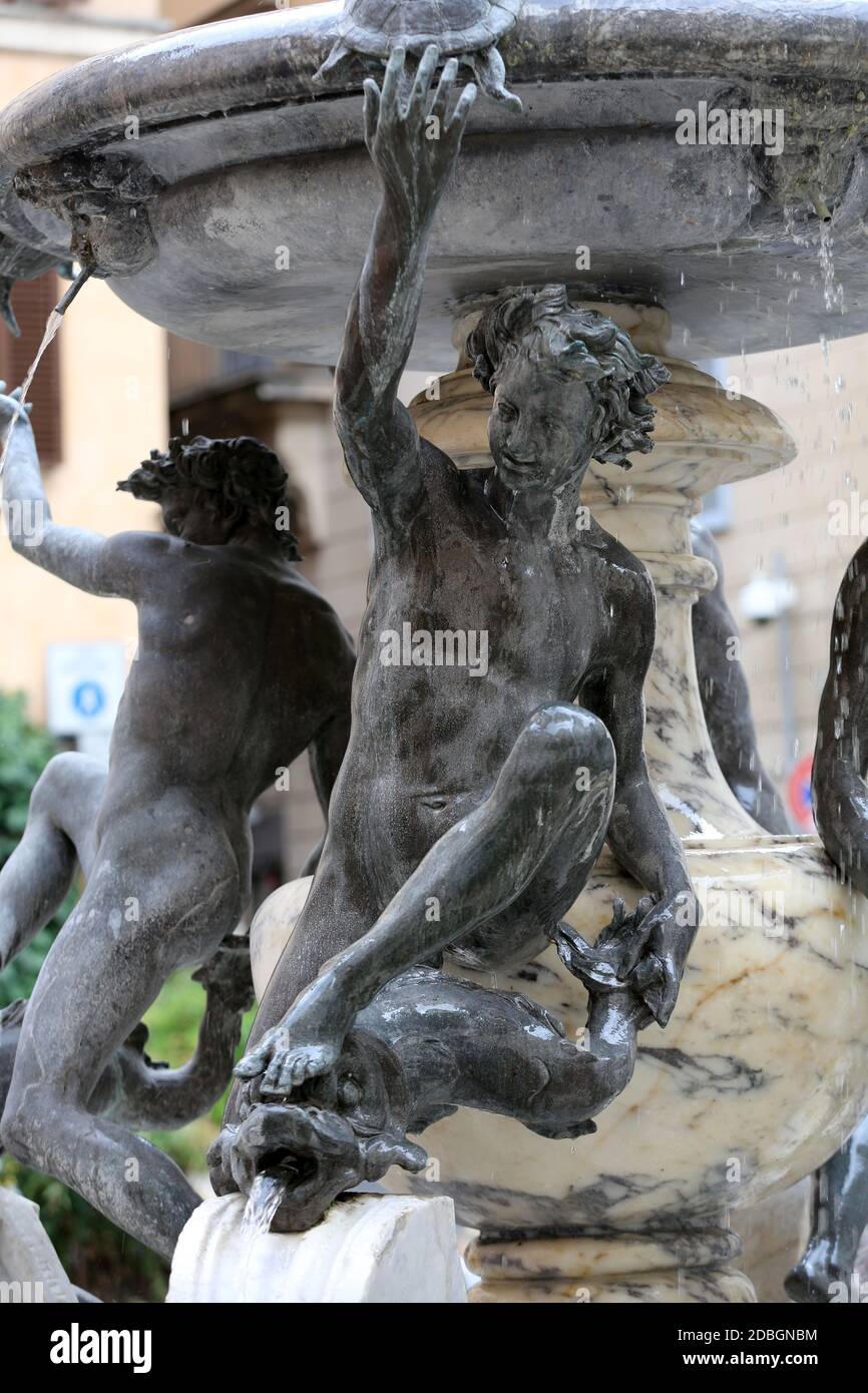 Fontana delle Tartarughe, (The Turtle Fountain) in Piazza Mattei . Rome ...
