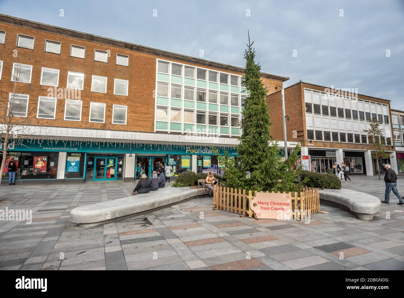 Crawley, November 16th 2020: Queens Square in Crawley, which remains ...