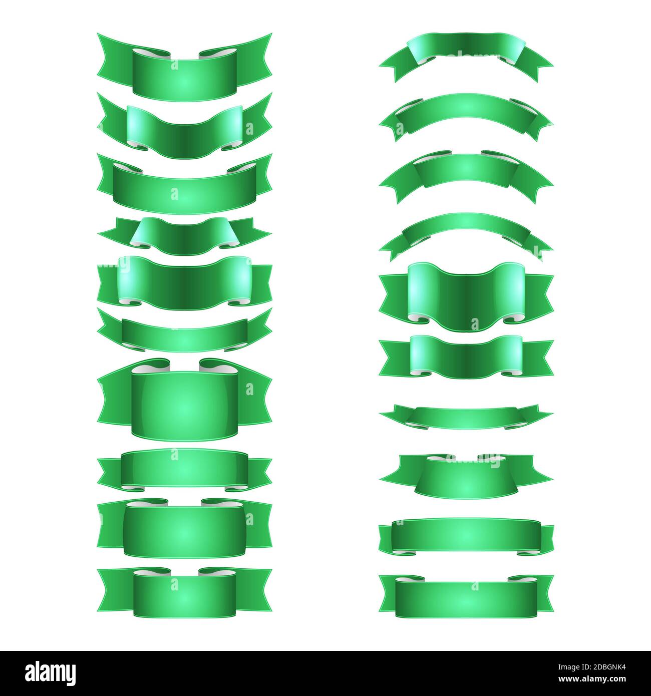 isolated colored satin ribbons set - green Stock Photo - Alamy