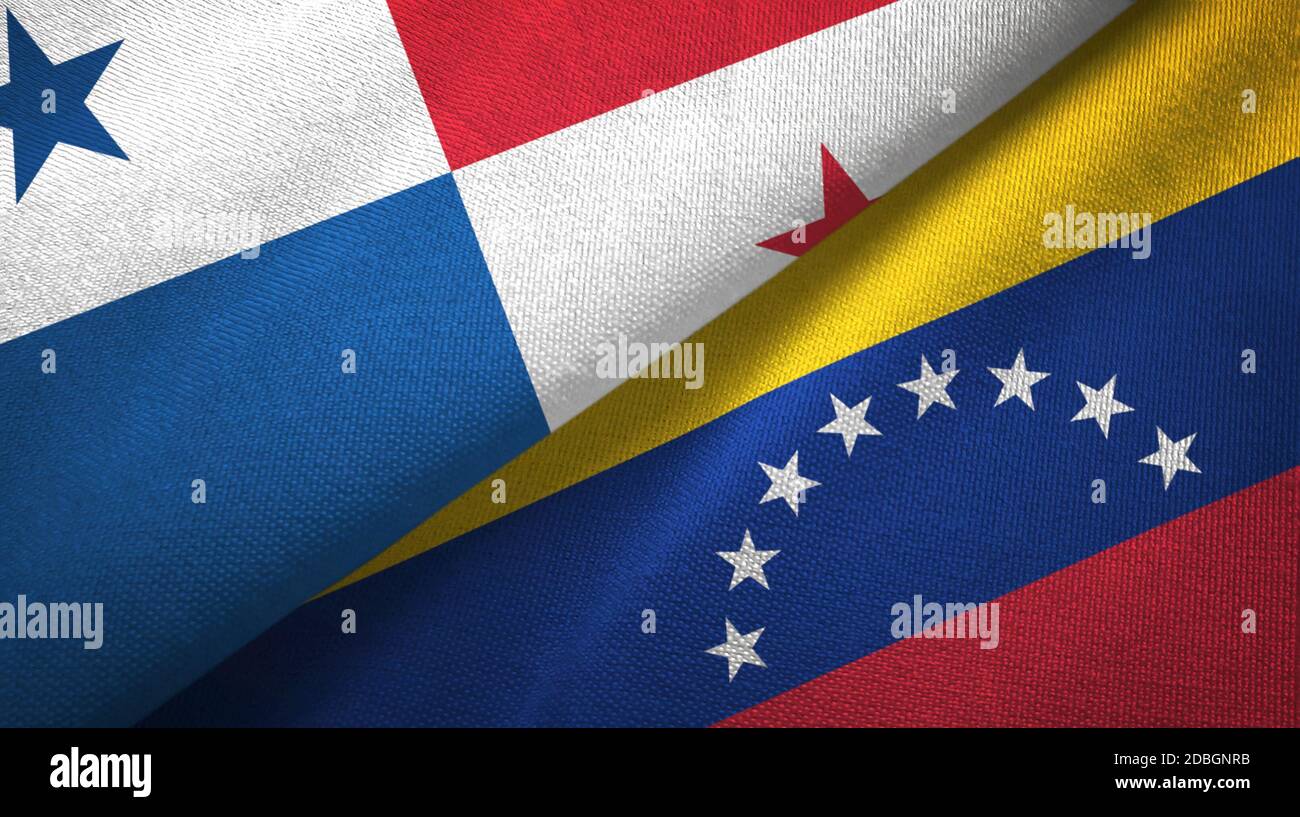 Panama and Venezuela two flags textile cloth, fabric texture Stock ...