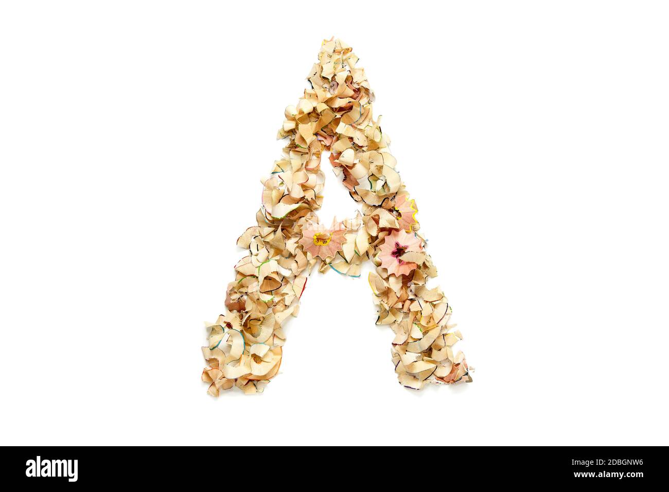 Letter A made from coloured pencil shavings for use in your design ...