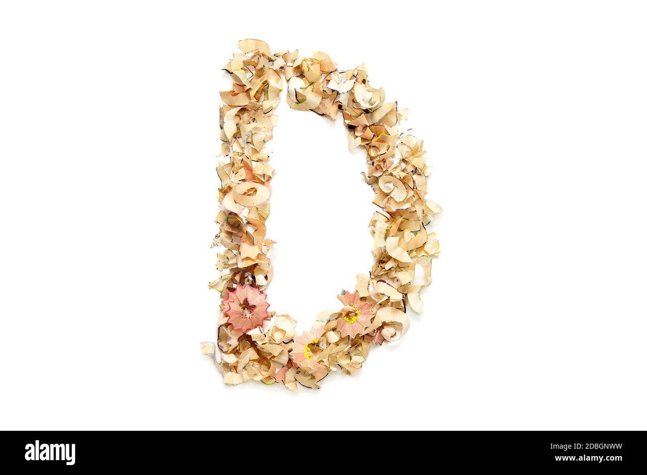 Letter D made from coloured pencil shavings for use in your design ...