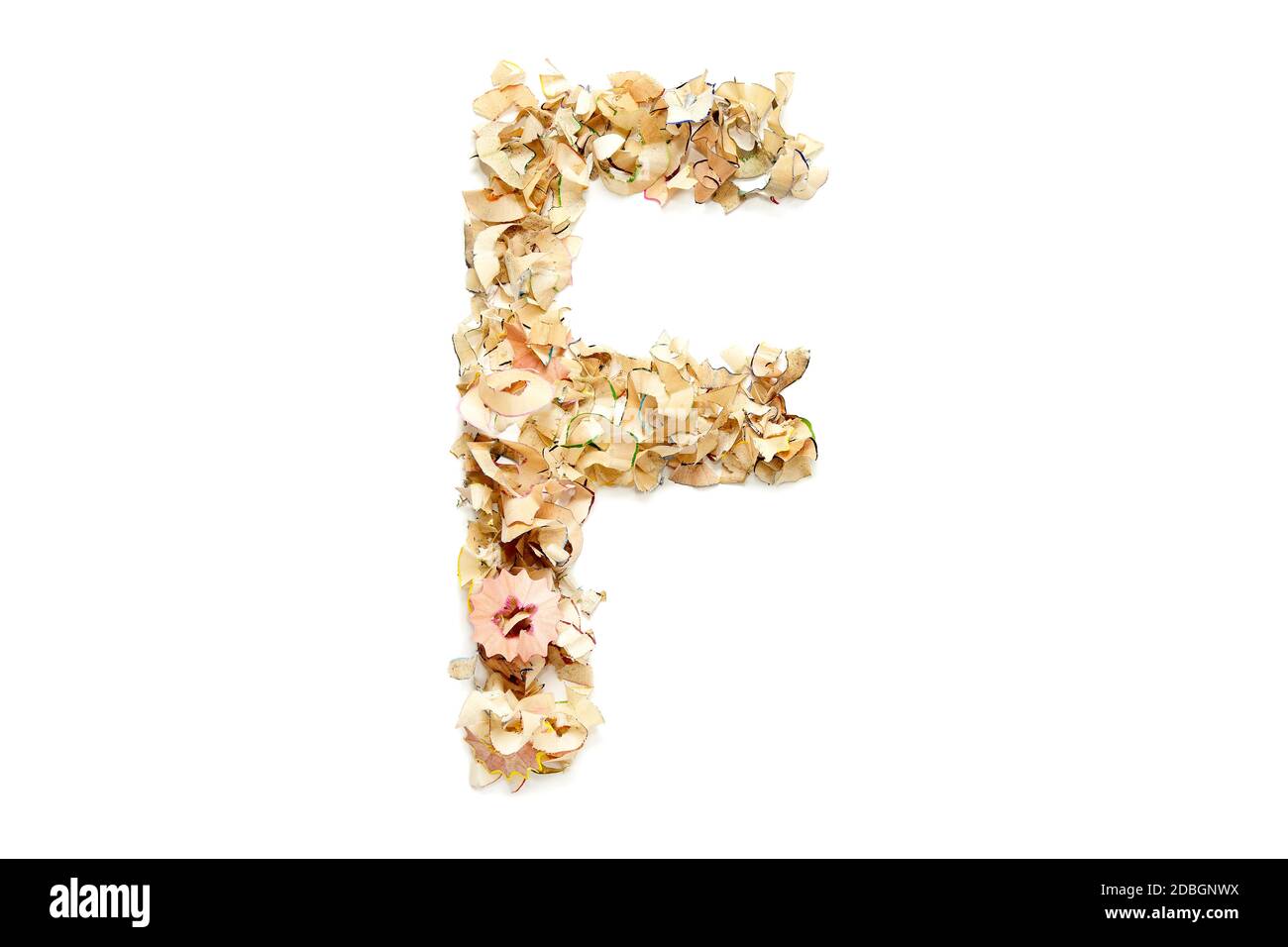 Letter F made from coloured pencil shavings for use in your design ...