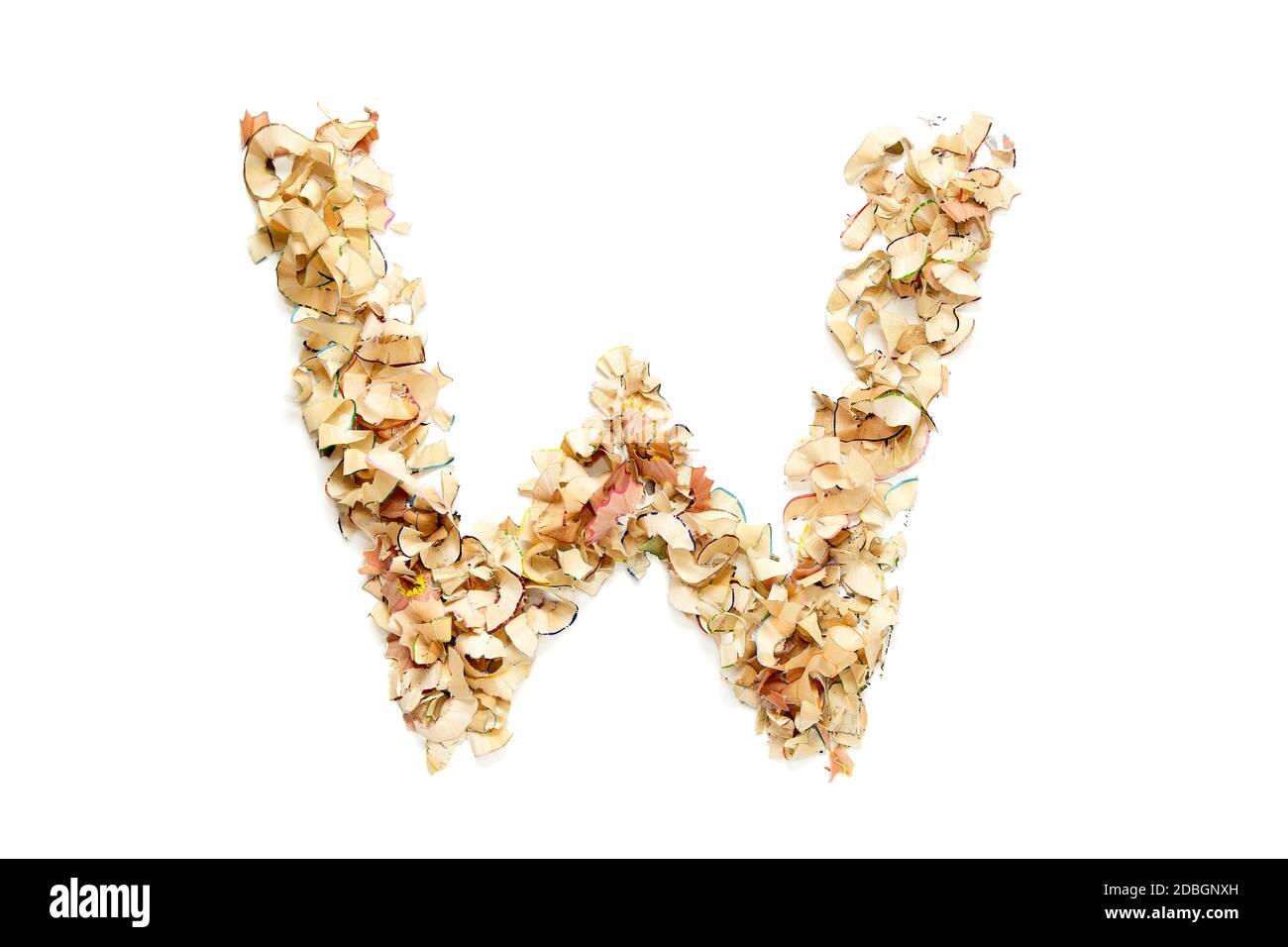 Letter W made from coloured pencil shavings for use in your design ...