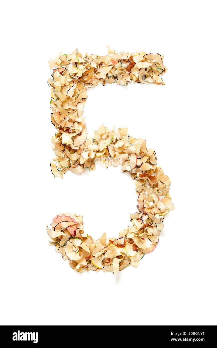 Number 5 made of pencil shavings for your project Stock Photo - Alamy