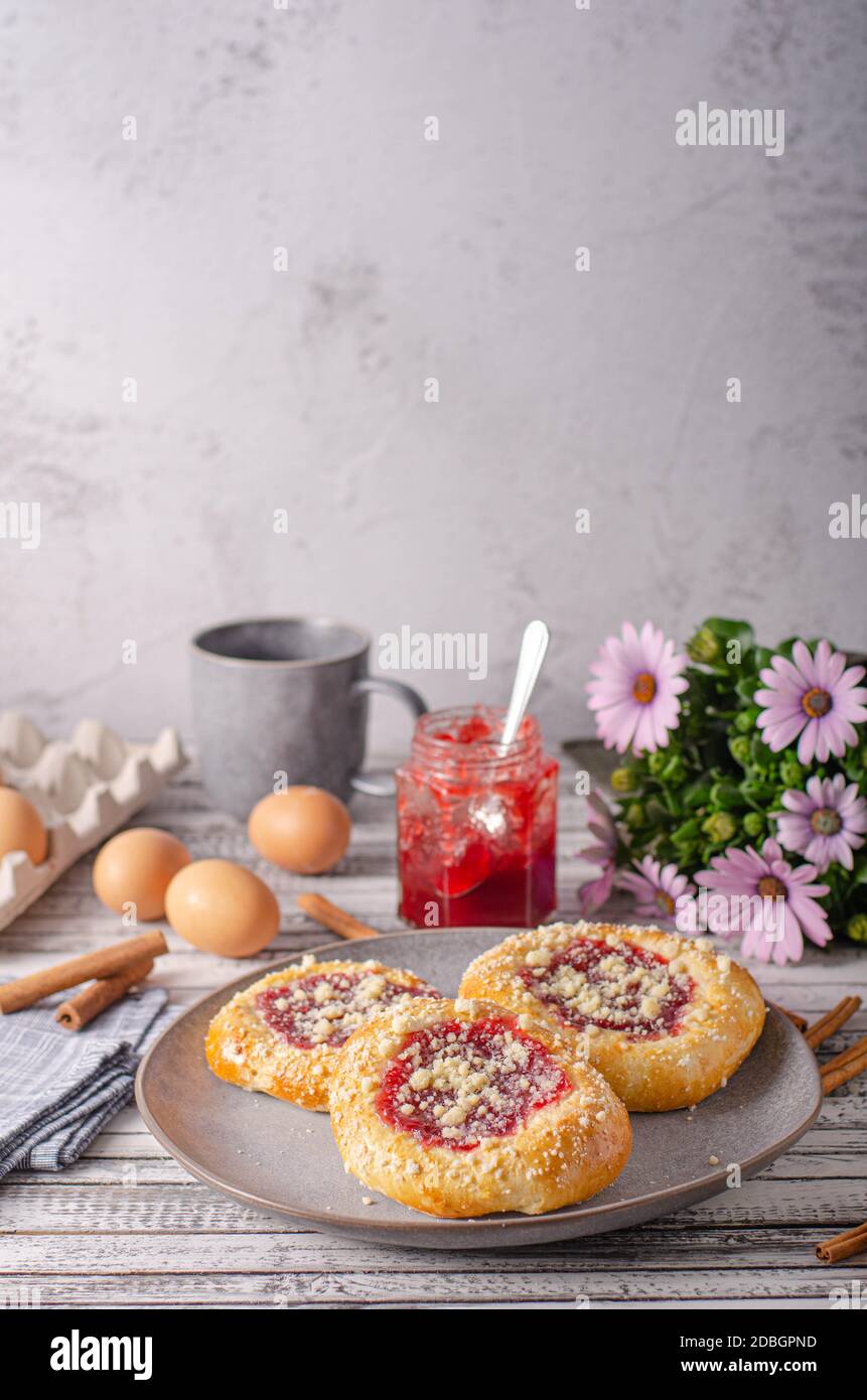 Delicious cakes with currants, poppy seeds and curd Stock Photo - Alamy