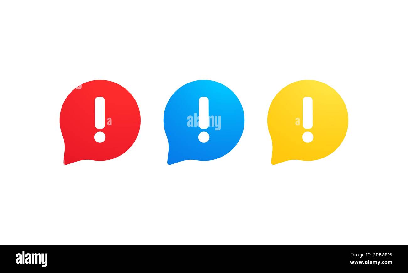 Exclamation mark. Important round mark, attention logo warning speech ...