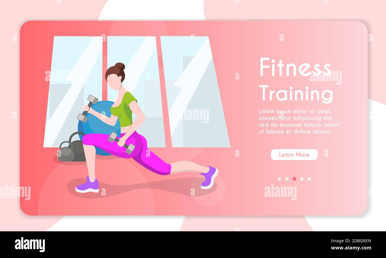 Vector banner illustration of fitness training. Healthy lifestyle ...