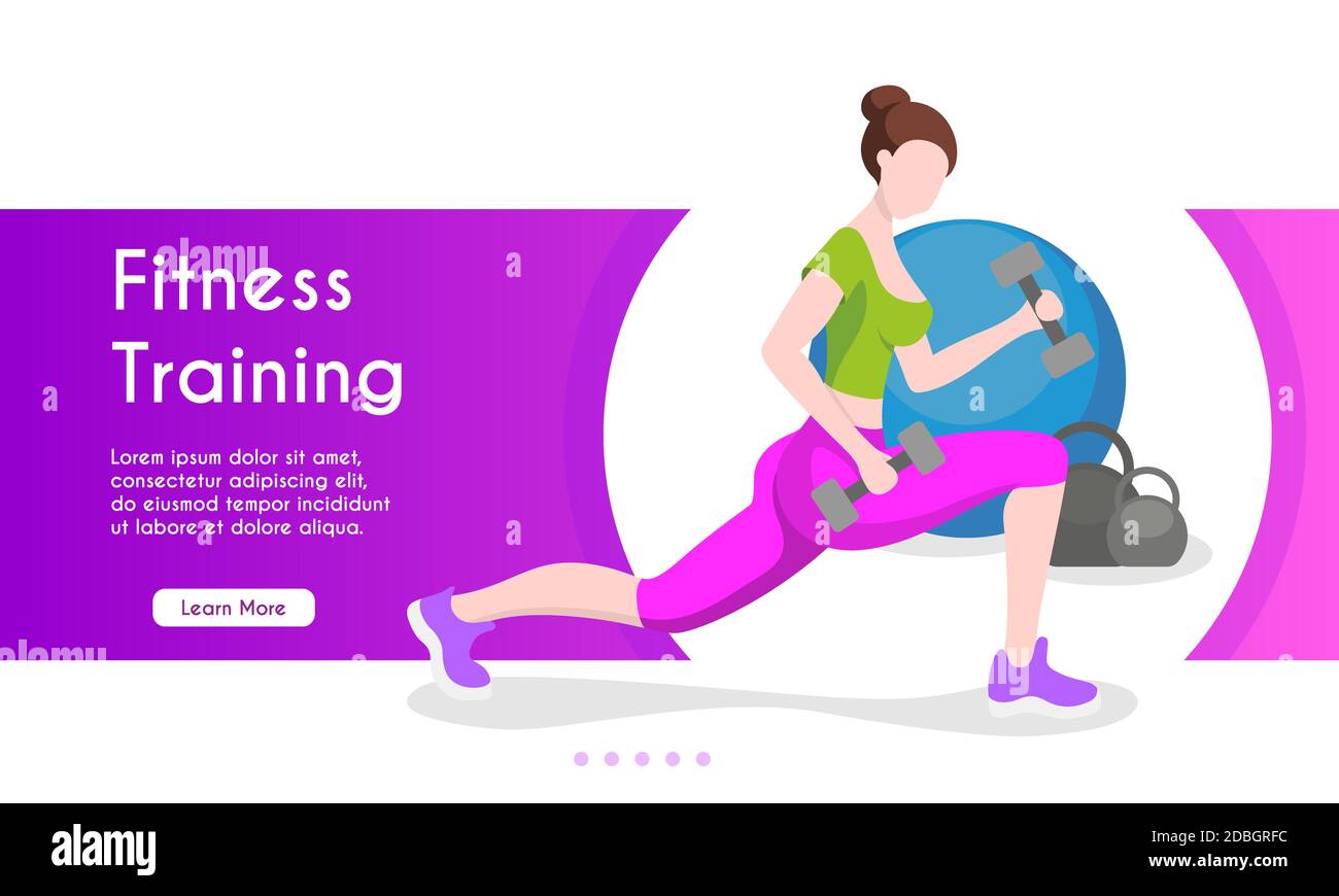 Vector banner illustration of fitness training. Healthy lifestyle ...