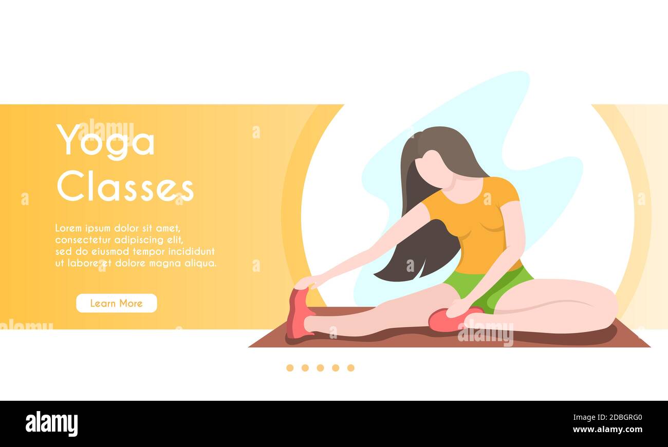 Vector banner illustration of yoga classes. Cartoon vector illustration ...